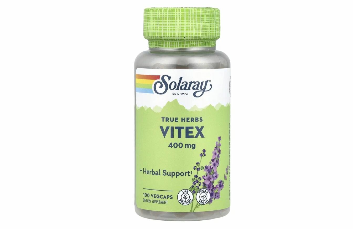 Solaray, Vitex, Витекс, 400 мг, 100 растительных легко глотаемых капсул