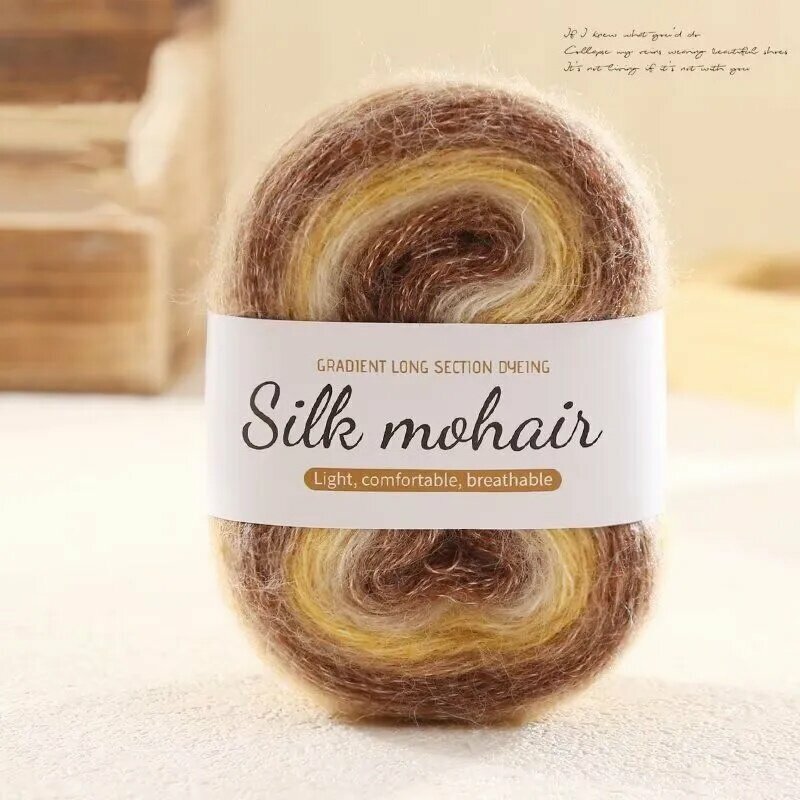 Мохерная пряжа для вязания, градиентный окрас,50г
