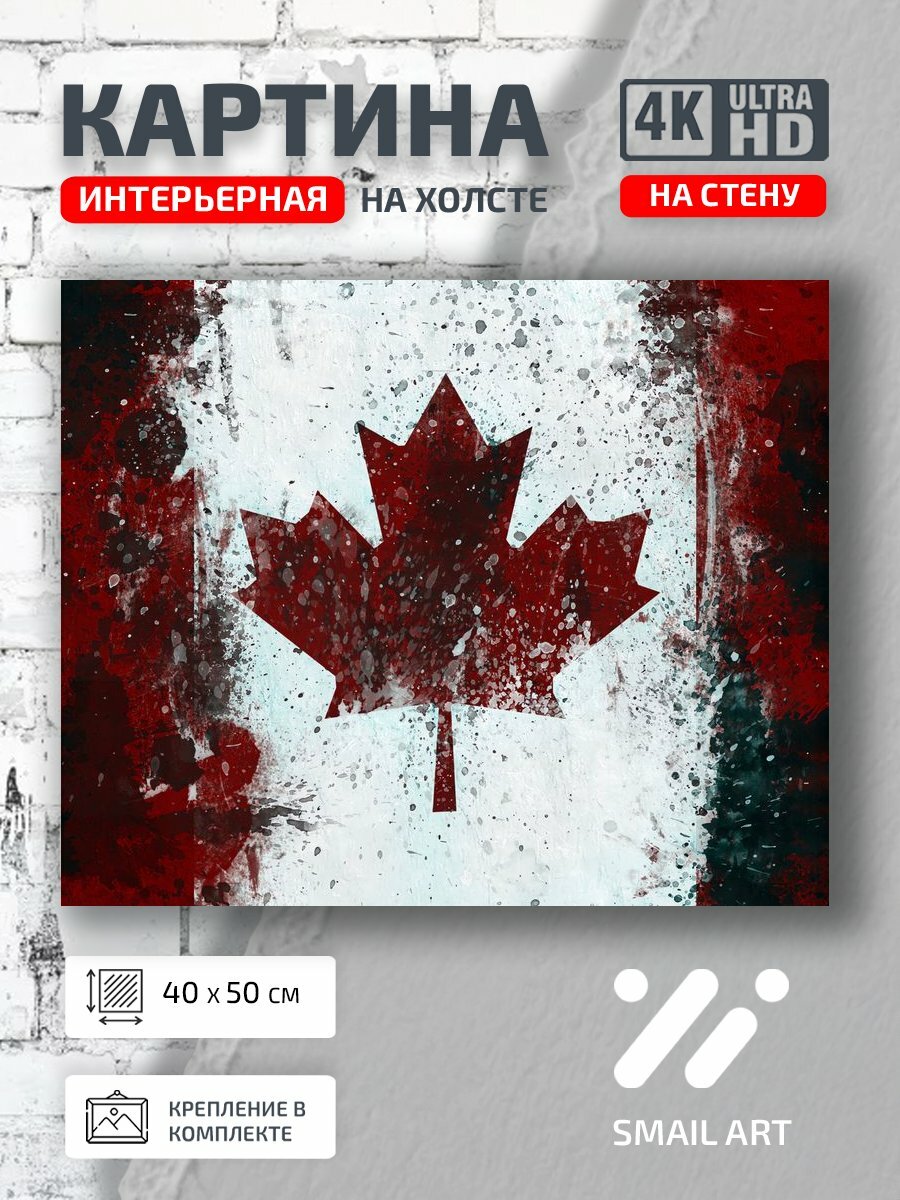 Картина на холсте интерьерная 40 на 50 на стену Флаг Mood для гостиной атмосфера интерьер
