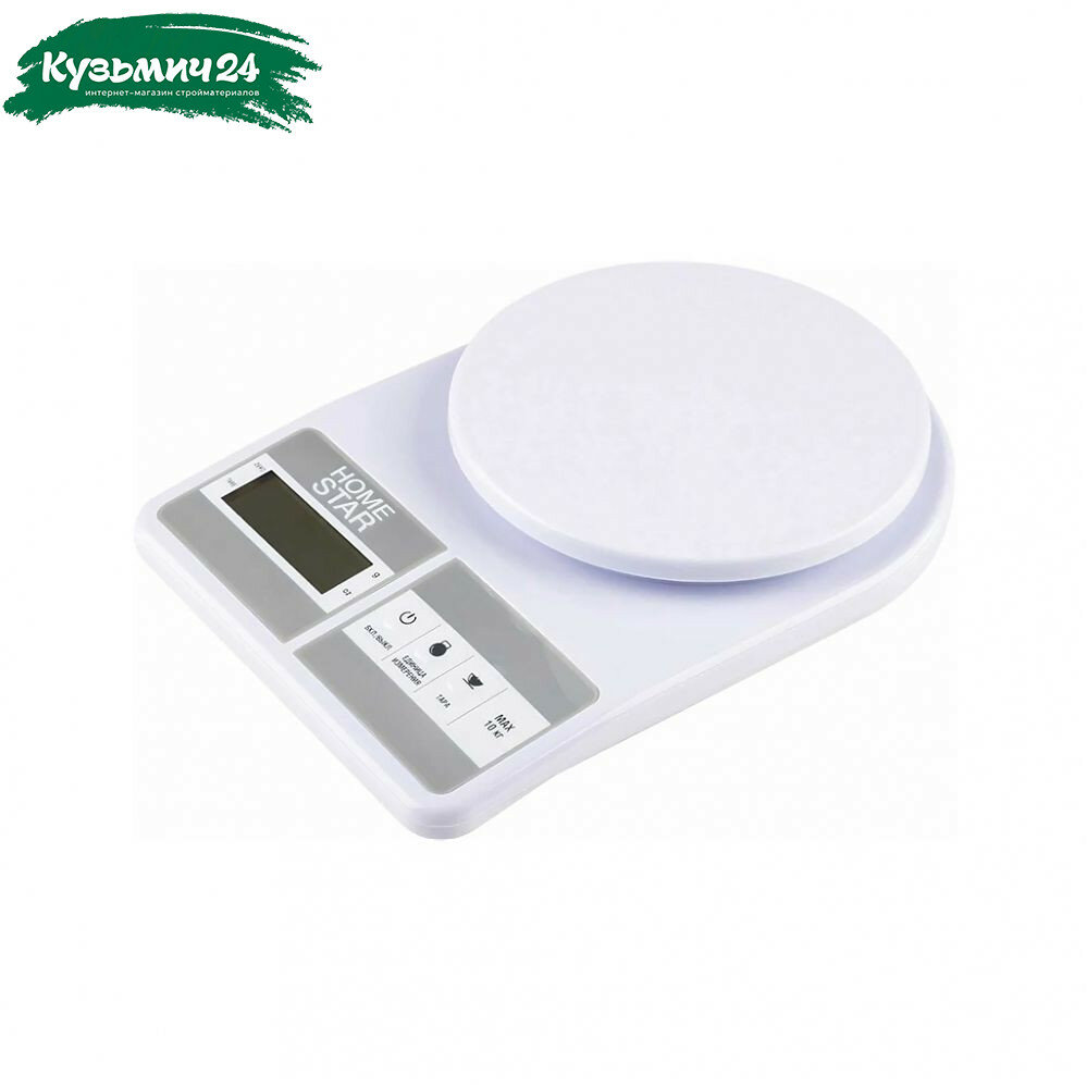 Весы кухонные Homestar HS-3012 электронные, 17х25 см, пластик, белые, до 10 кг