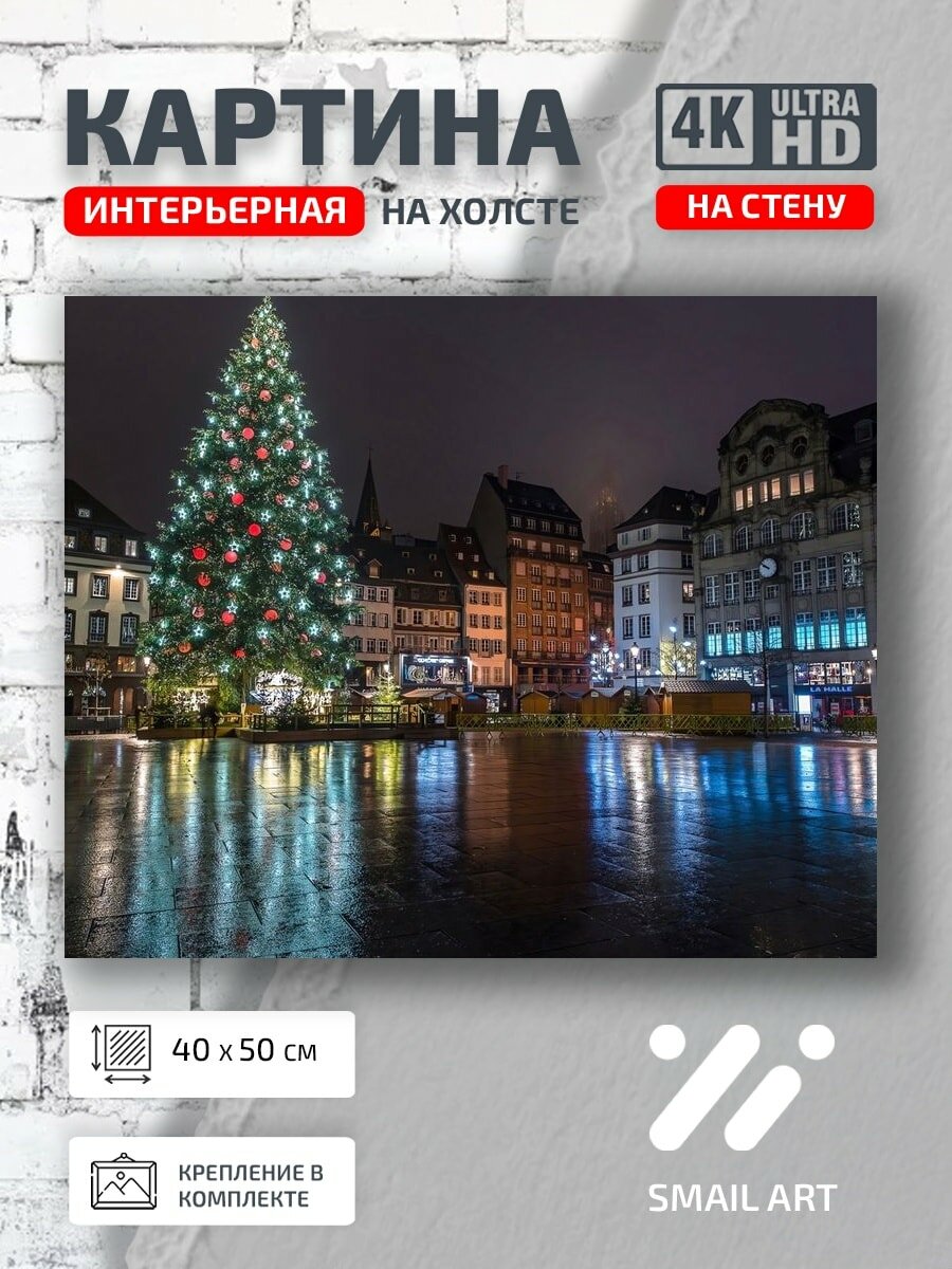 Картина на холсте интерьерная 40 на 50 на стену Город Страсбург для студии атмосфера