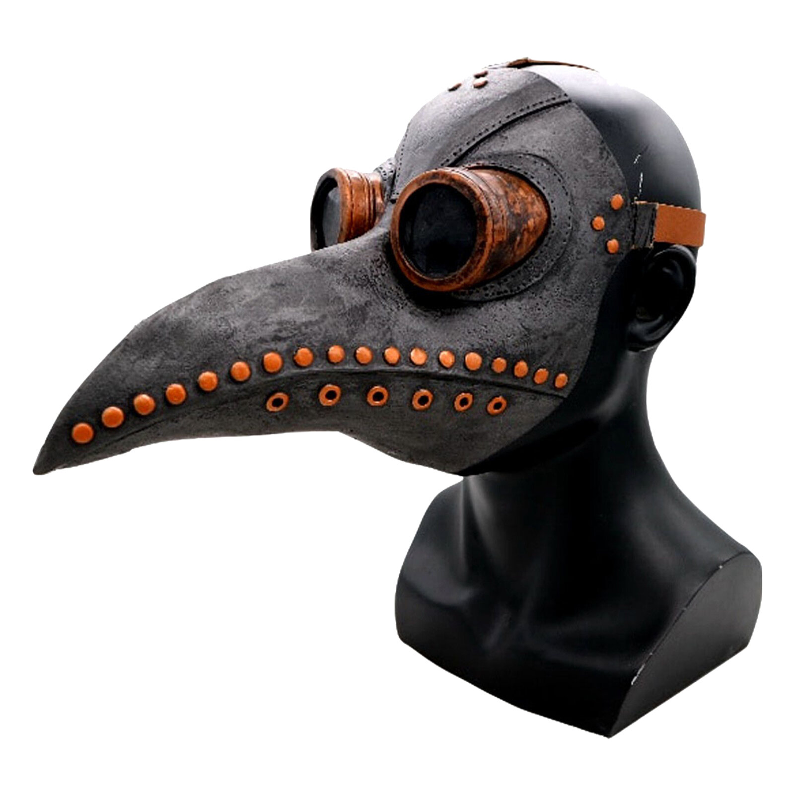 Plague Doctor Bird Face Cover with Long Nose Beak Halloween Costume Props for Men Women Grey