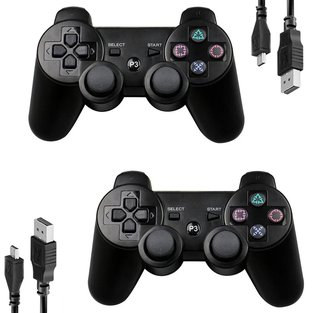 2 геймпада для PS3, черные (2 шт.)