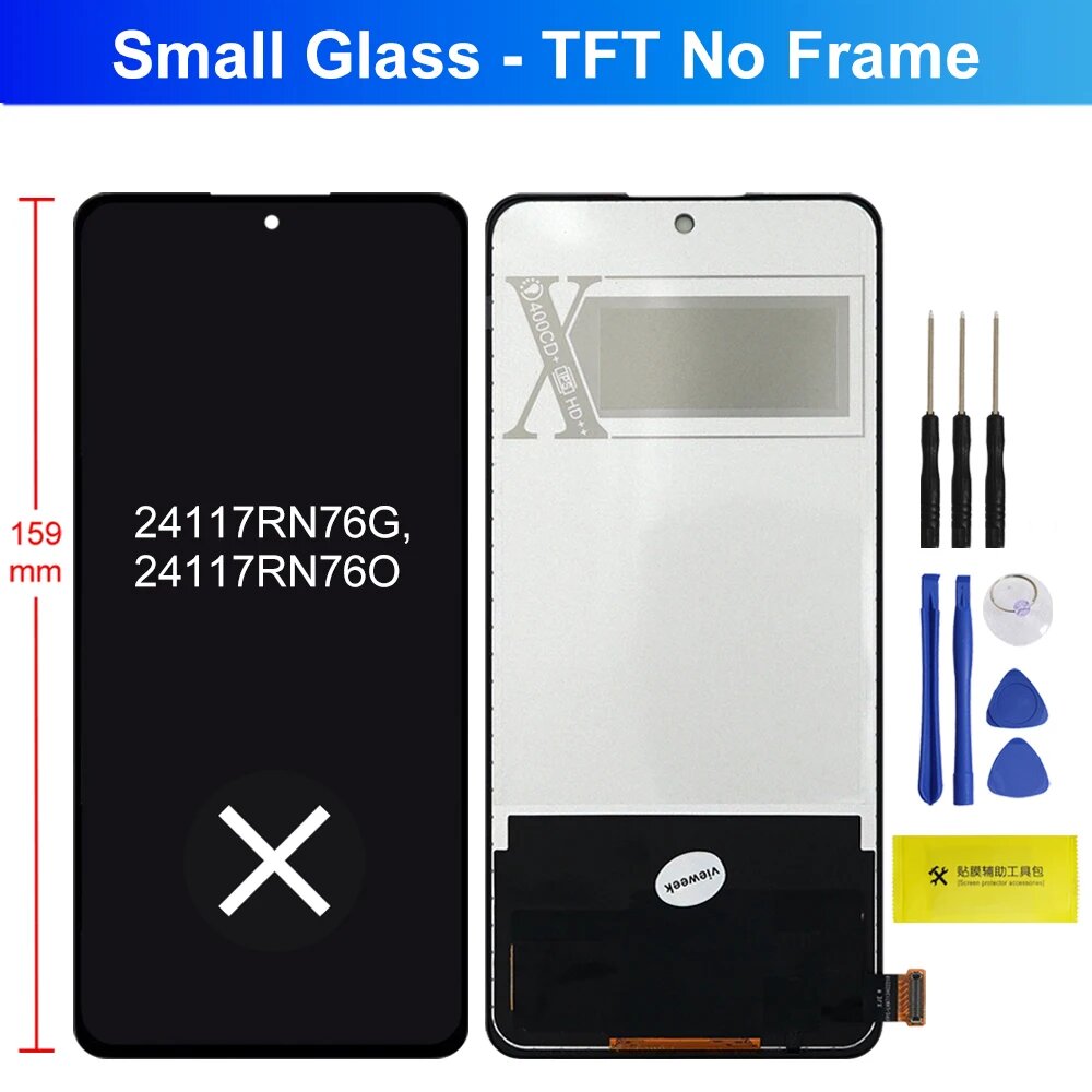 AMOLED-экран для Xiaomi Redmi Note 14, 4G 24117RN76G 24117RN76O, ЖК-дисплей, дигитайзер сенсорного экрана с заменой рамки Global- AMOLED