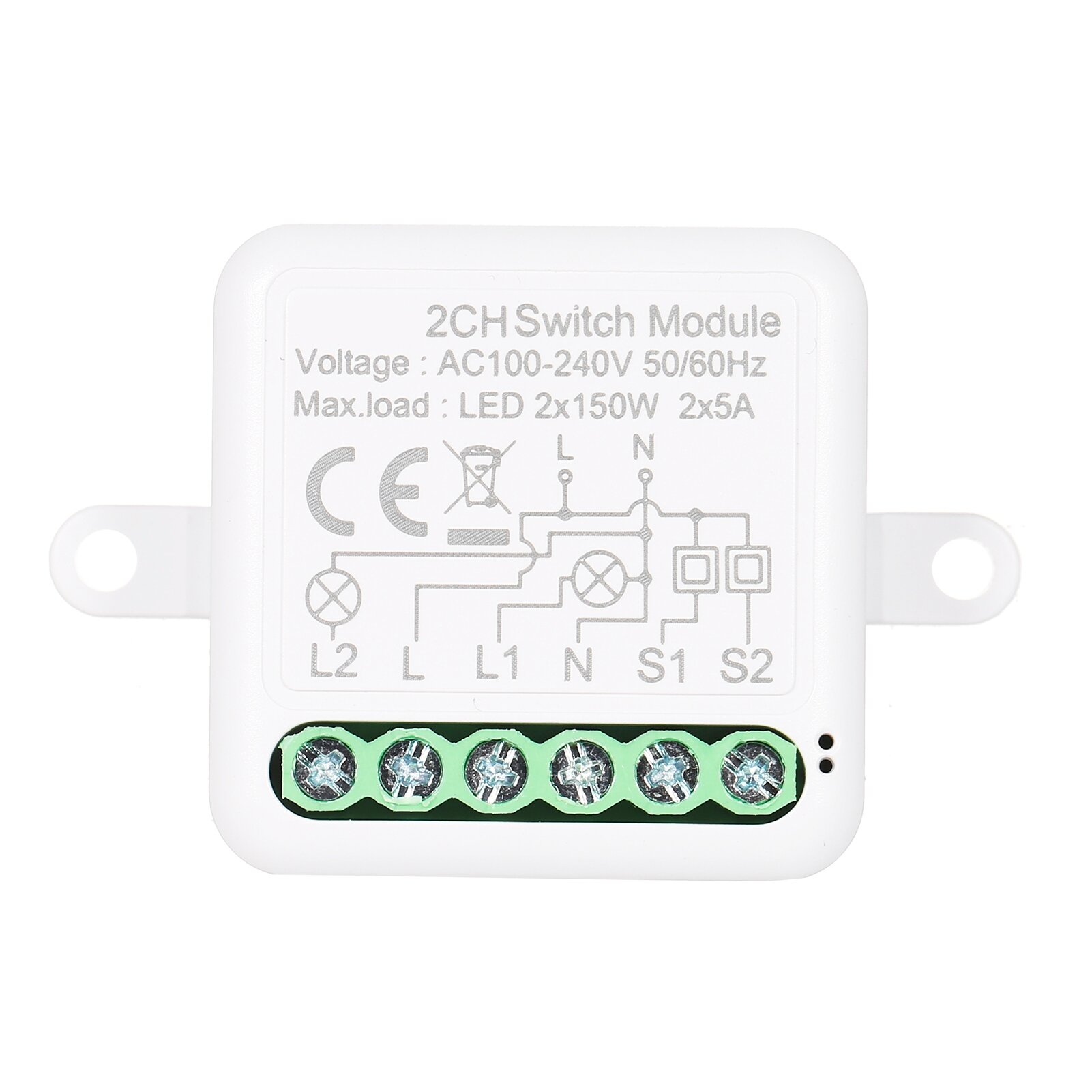 2-канальный мини-модуль умного выключателя-реле Zigbee с поддержкой двухстороннего управления для домашней автоматизации, совместим с Alexa.