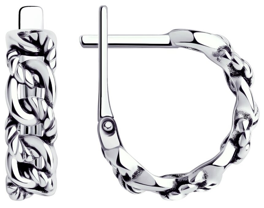 Серьги с подвесками, серебро, 925 проба, чернение