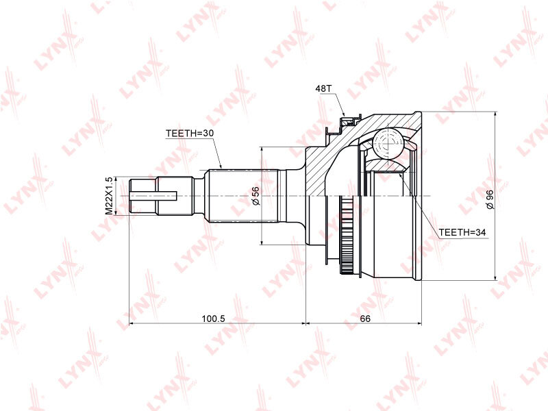 ШРУС наружный LYNXauto CO-7567A. Для: TOYOTA Тойота Camry(Камри)(V10/V20) 3.0 92-01