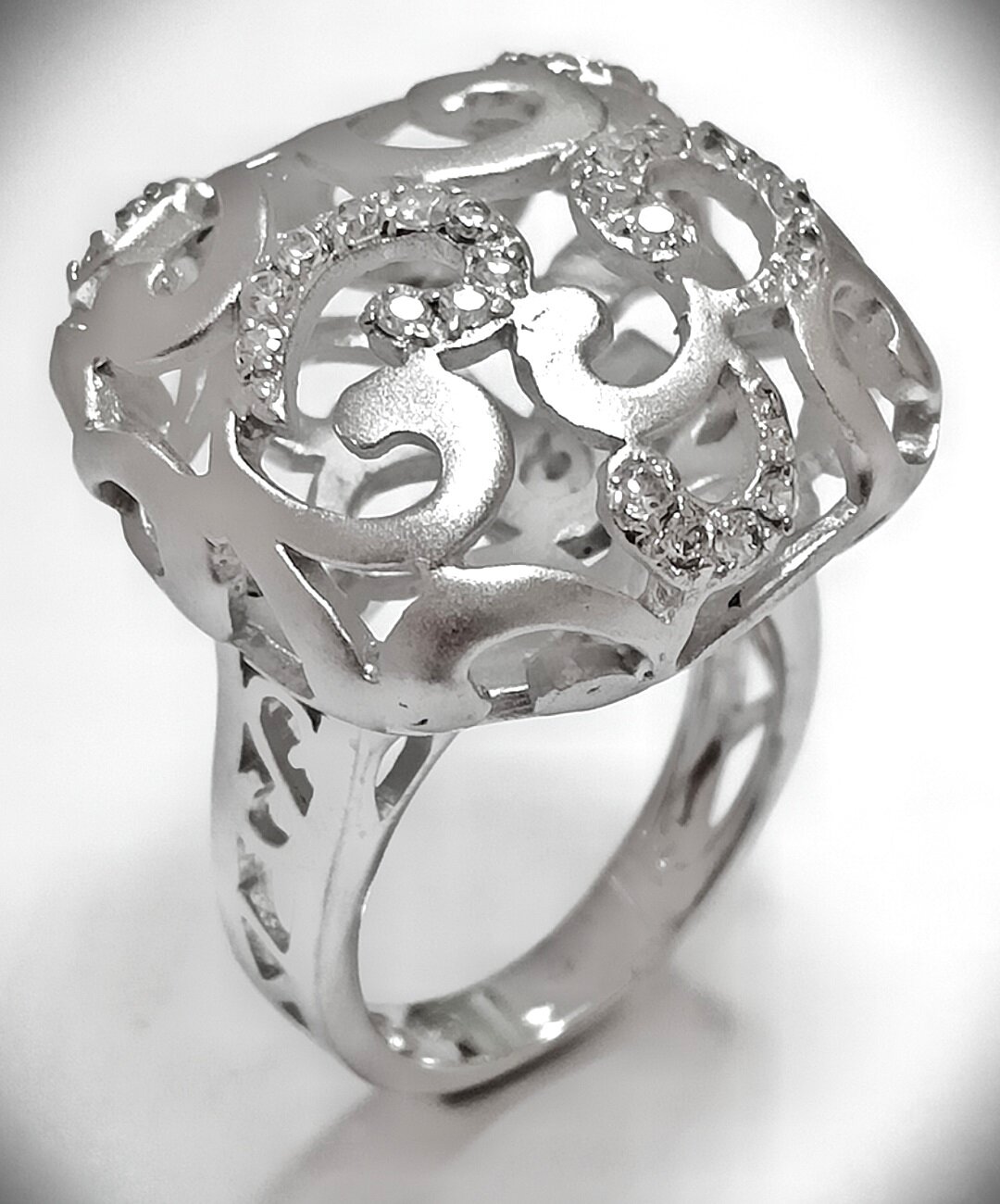 Кольцо, серебро, 925 проба, родирование, фианит