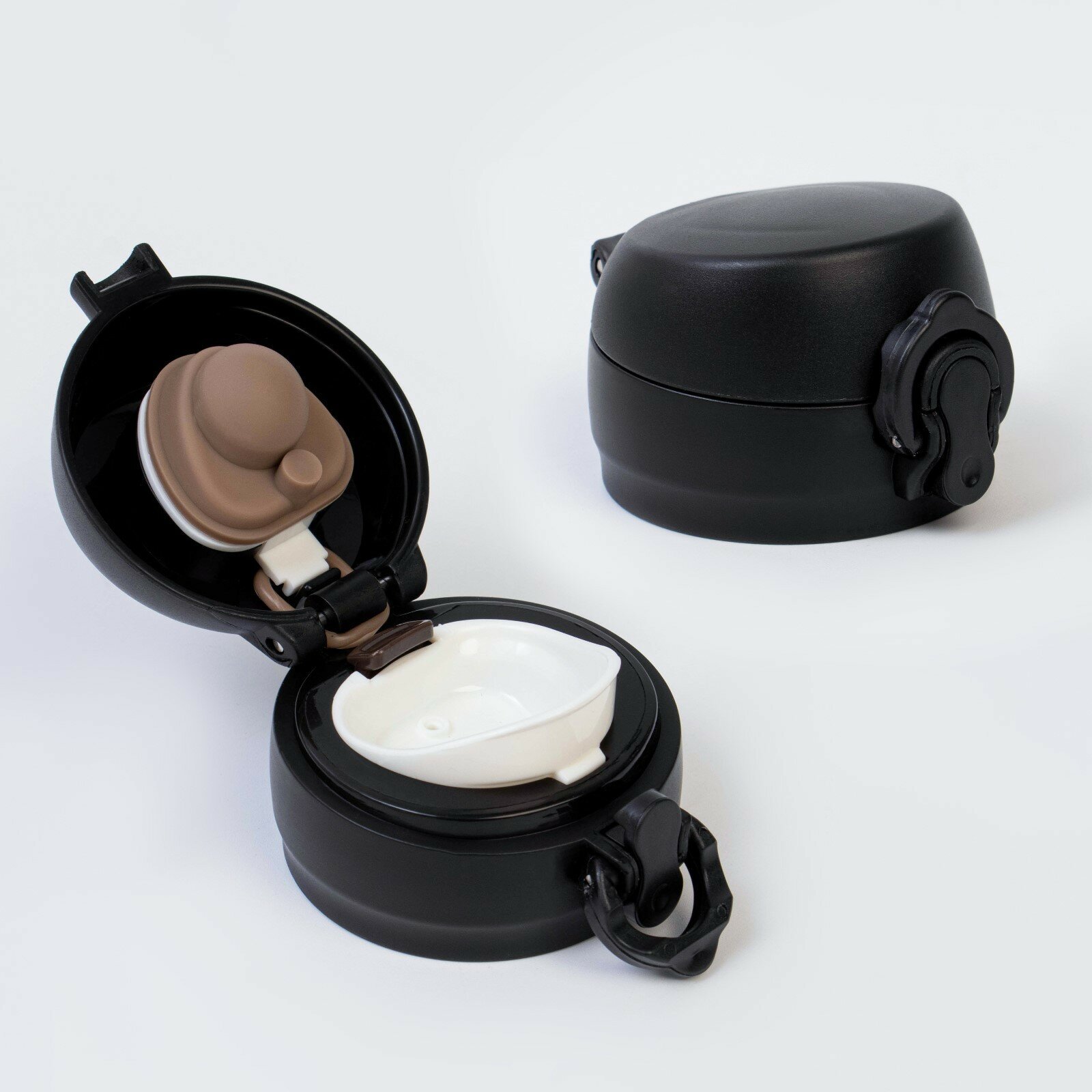 Крышка для термоса, на объём 350 и 500 мл, пластик, силикон, чёрная