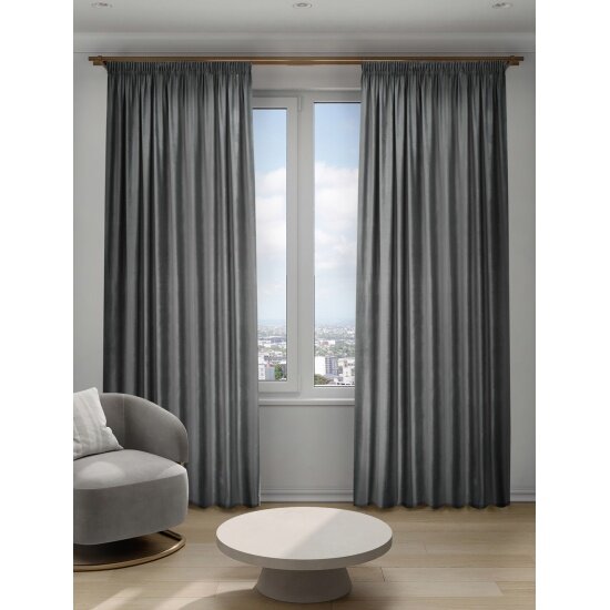 Портьера Decofest велюр Виолетта 200х280 серый