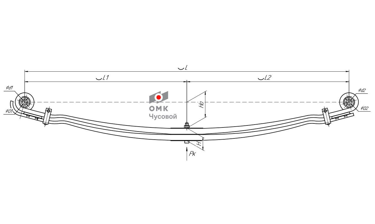 Рессора передняя для MAN TGA, TGS, TGX 2 листа