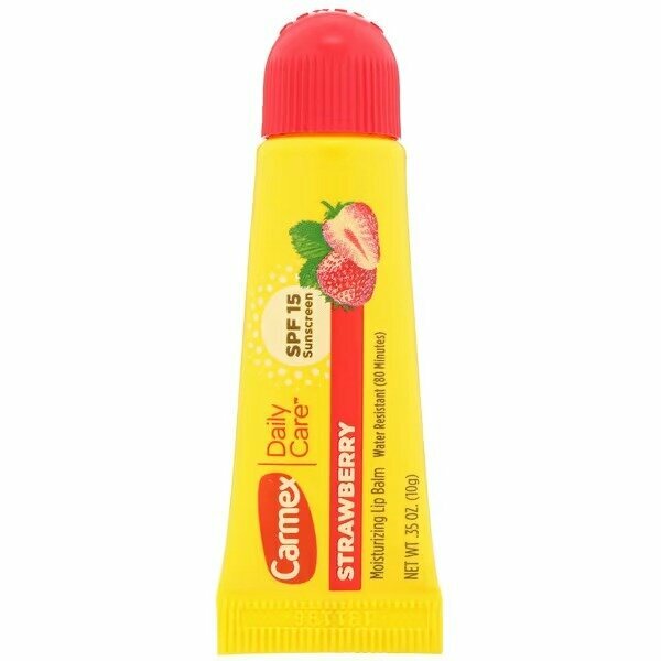 Carmex, Бальзам для губ Daily Care, клубника, SPF 15, туба в блистере,10 г