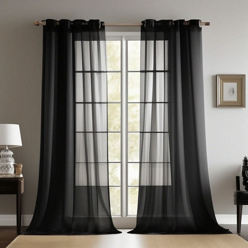Тюль на люверсах - 2 шторы ( выс 260см х шир 200 см) арт - Т-2 высота 260 см черный