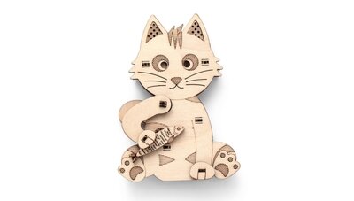 Деревянный конструктор, 3D пазл DROVO Кот ФИН