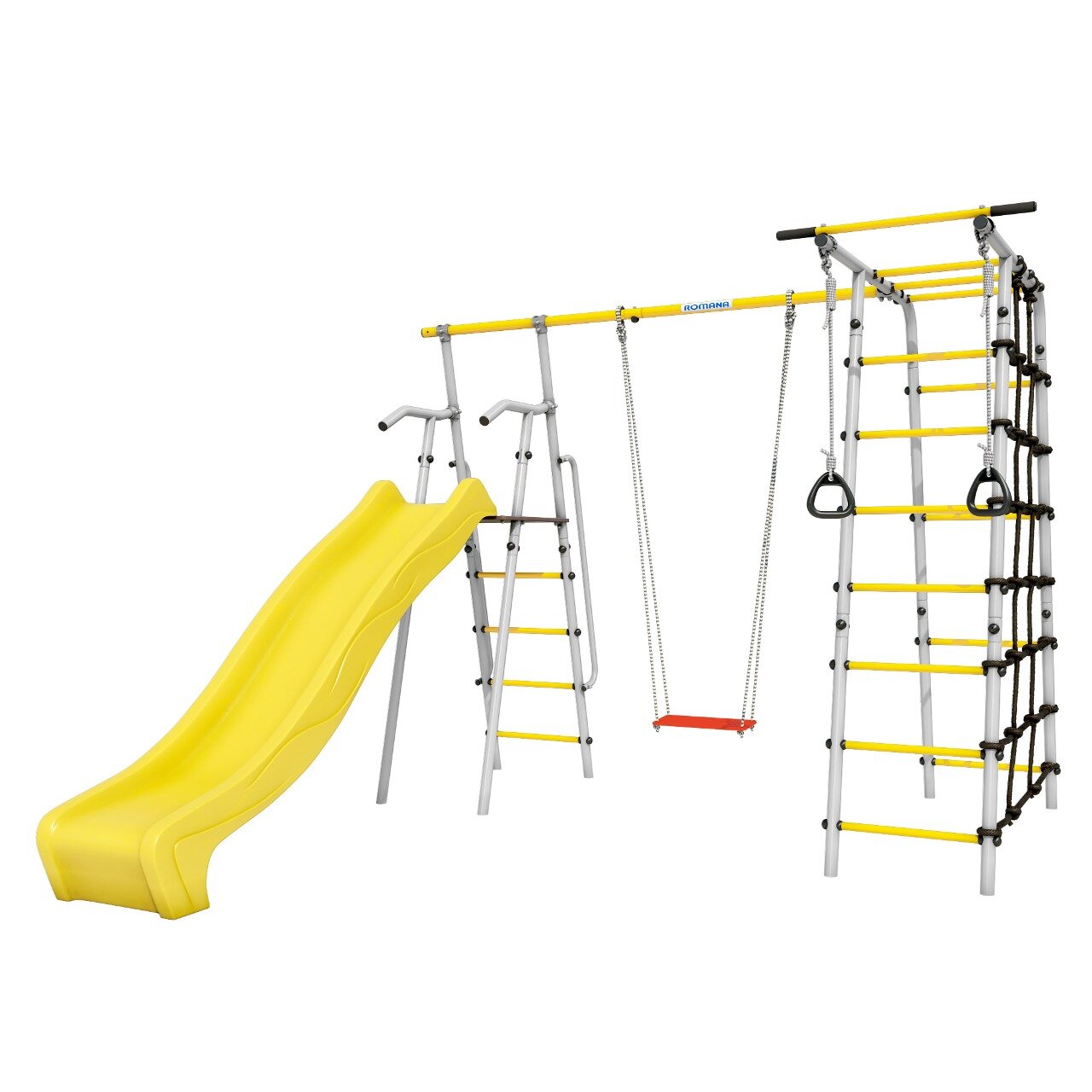 Спортивно-игровой комплекс Romana "Богатырь MAX", качели фанерные 103.07.07, серый/жёлтый