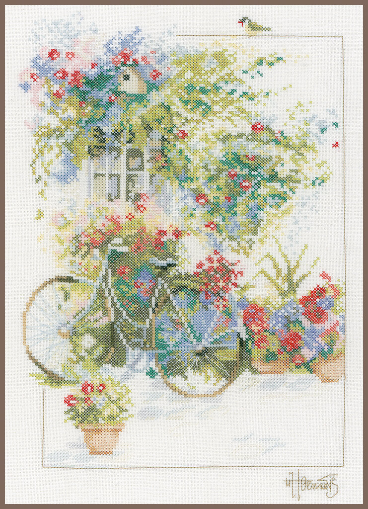 PN-0168447 Набор для вышивки крестом LanArte Flowers & Bicycle "Цветы и велосипед"