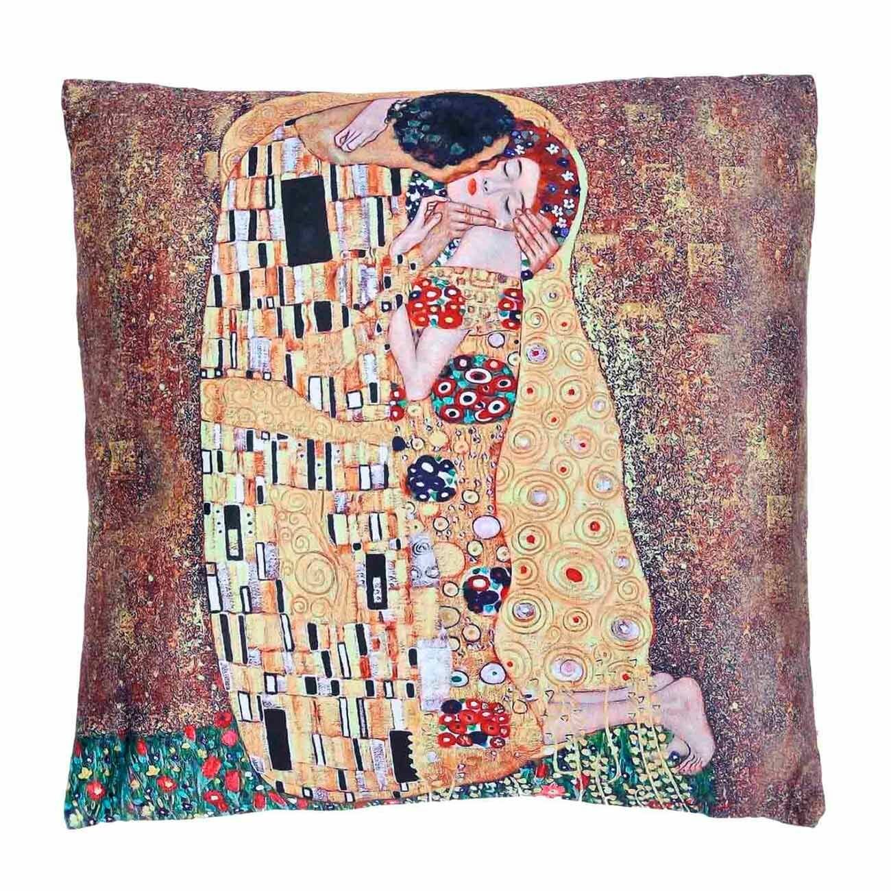 Подушка декоративная, 45х45 см, полиэстер, Поцелуй, Климт, Art