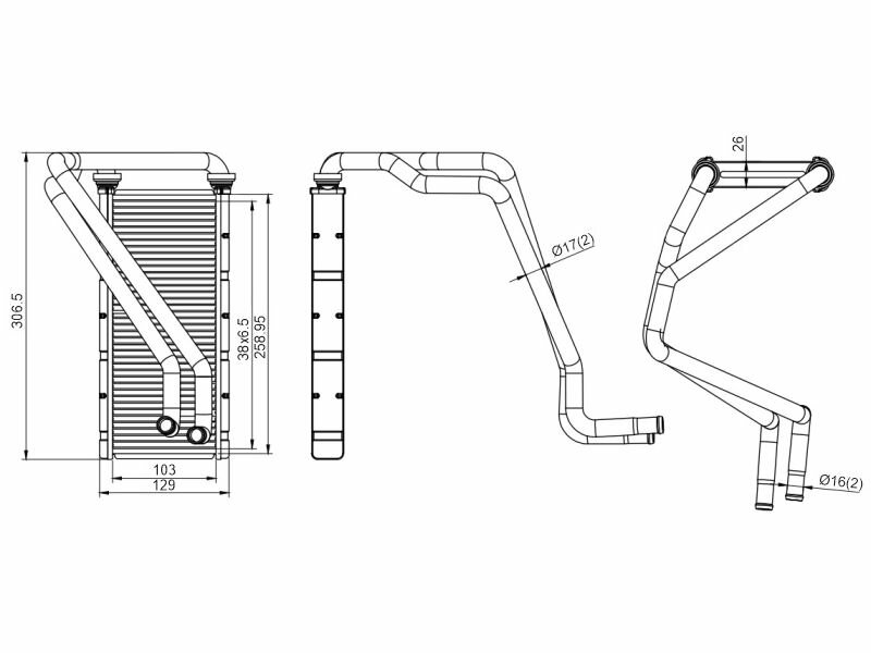 ST-SB66-395-0 Радиатор отопителя салона SUBARU FORESTER, LEGACY, IMPREZA 03-08