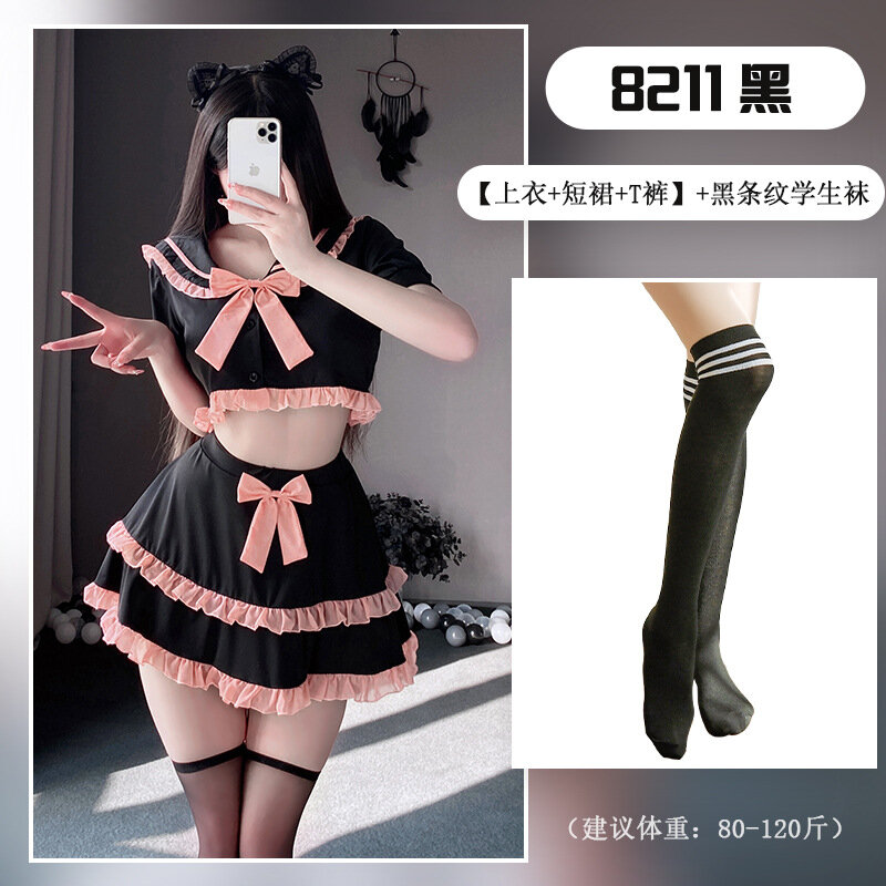 Сексуальное нижнее белье для школьниц JK, сексуальная пижама с бантом, милый и очаровательный комплект школьной формы в матросском стиле