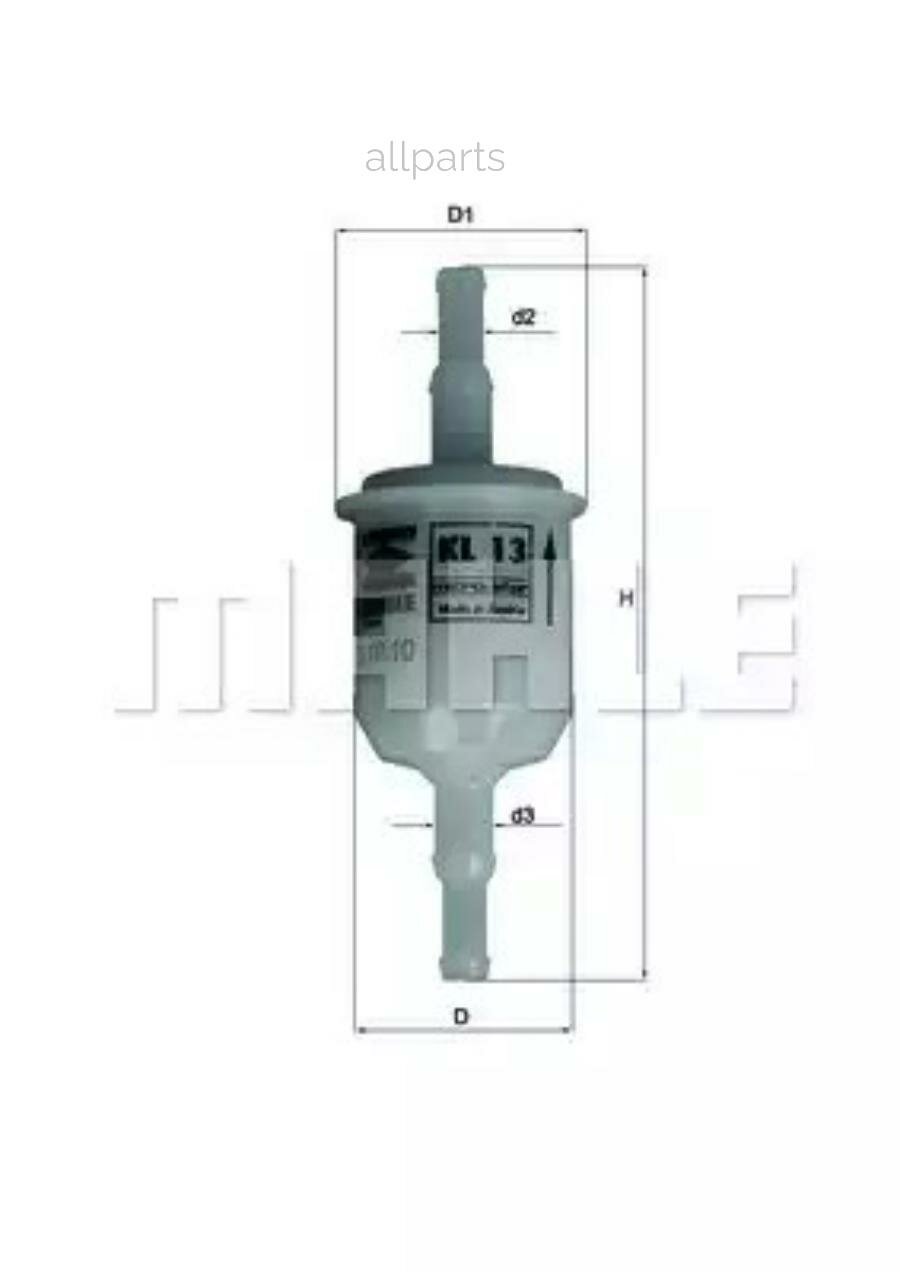 MAHLE KL13OF Фильтр топливный ALFA ROMEO: 33 83-89, 33 Sportwagon 84-89, 6 81-86, 75 85-92, 90 84-87, ALFASUD 72-84, ALFASUD Giardinetta 78-81, ALFASUD Sprint 76-89, ALFETTA 7