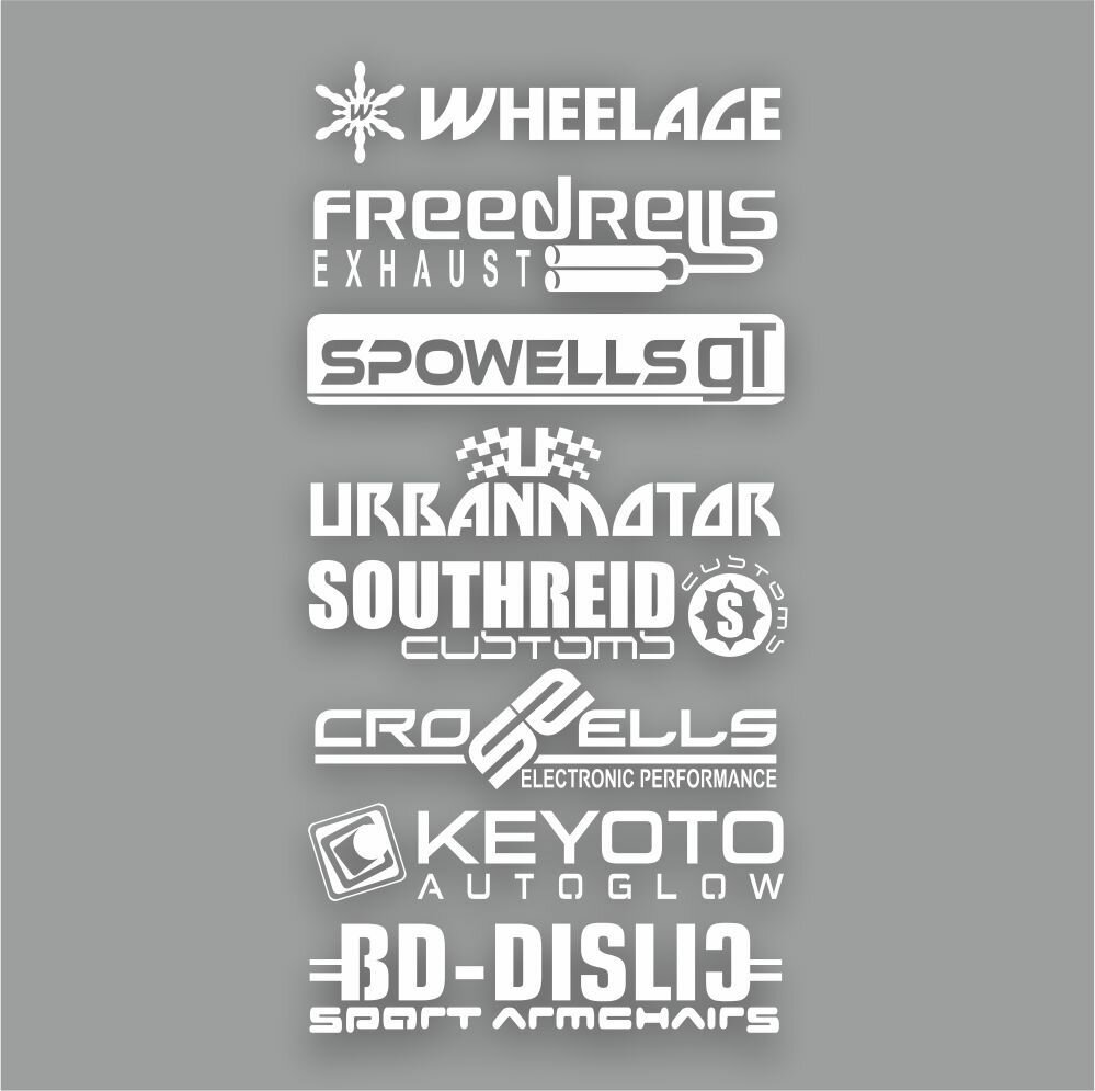 Логотипы (набор 8 штук), набор 3 (WHEELAGE), плоттер, 400х200мм, белый, Арт рэйсинг