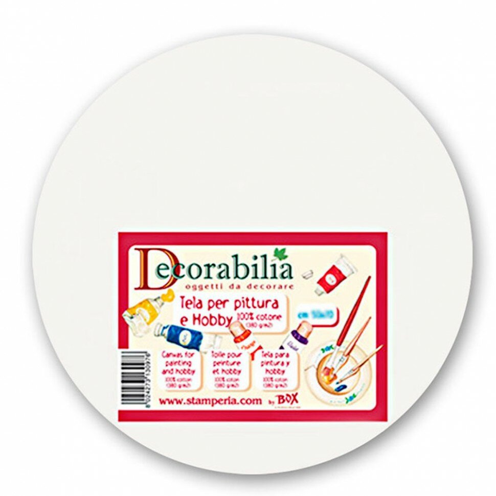 Stamperia KTL09 Холст на подрамнике круглый, беленый, 15 х 15 х 1.8 см
