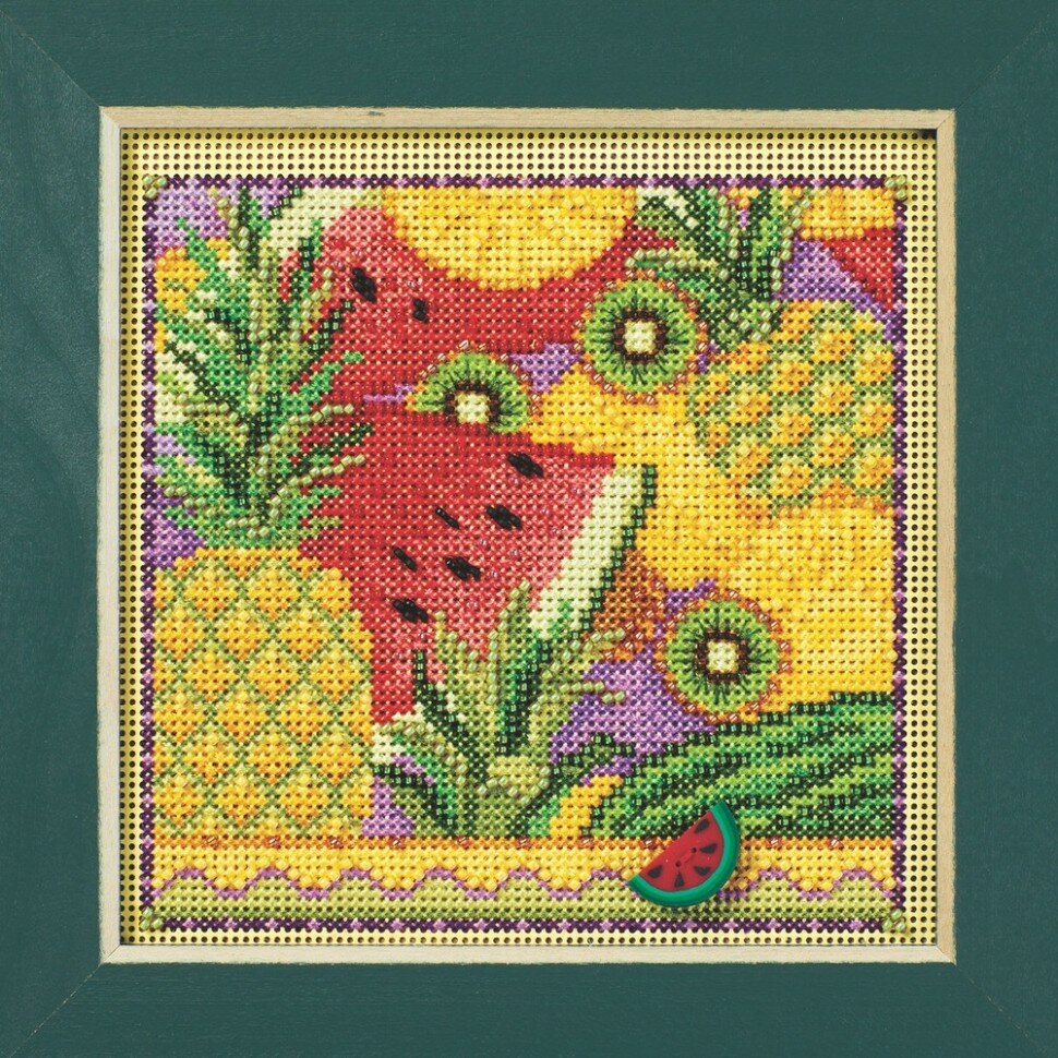 Набор для вышивания Mill Hill #MH142413 Summer Fruit (Летние фрукты), Счетный крест, 13.3 x 13.3 см