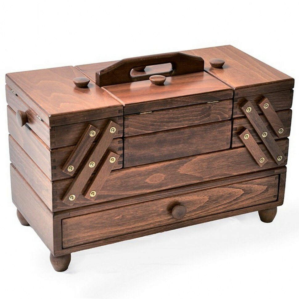 Aumueller #31/208/2 Шкатулка для рукоделия 4-х этажная, бук коричневый, 45 х 24 х 32 см