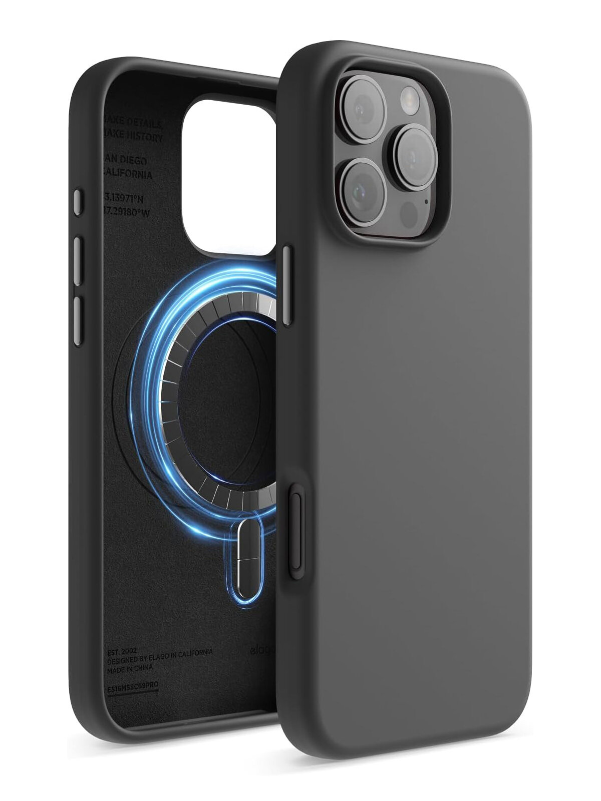 Elago для iPhone 16 Pro чехол Soft silicone (Liquid) Black (MagSafe)
