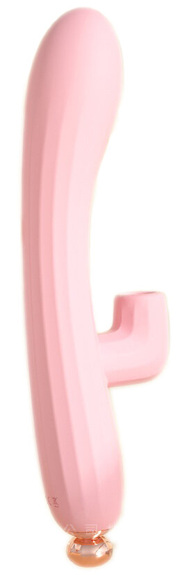 Розовый вибратор LILO с двойной стимуляцией USB длина 21.6 см диаметр 3.6 см силикон