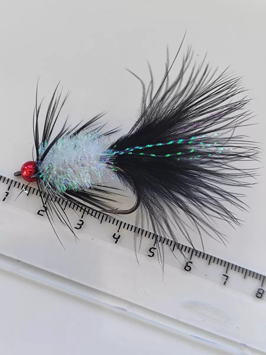 Стример-мушка форелевая чёрная - 2 шт.