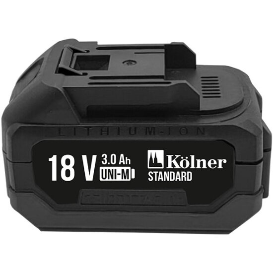 Kolner Аккумулятор 18В UNI-M Standard, 3.0Ач, KB 18-3ST-01, Li-lon, индикатор заряда, прорезиненный корпус, защита от перегрева, КЗ, перезаряда
