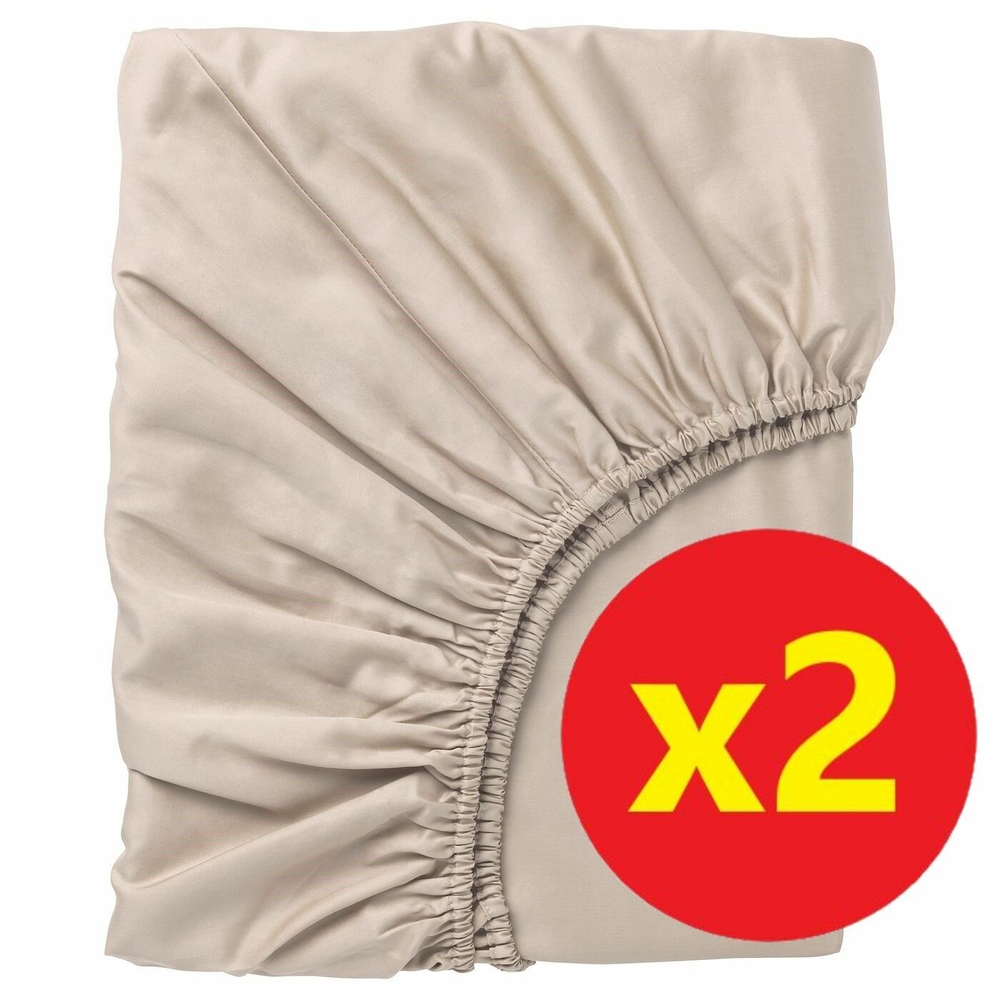 NATTJASMIN Простынь на резинке 160х200 см икеа, 2 шт натяжные/светло-бежевые (s50442736)