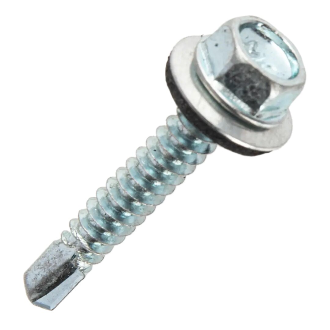 Саморезы кровельные по металлу с пресс-шайбой цинк 6.3x38 50 шт.