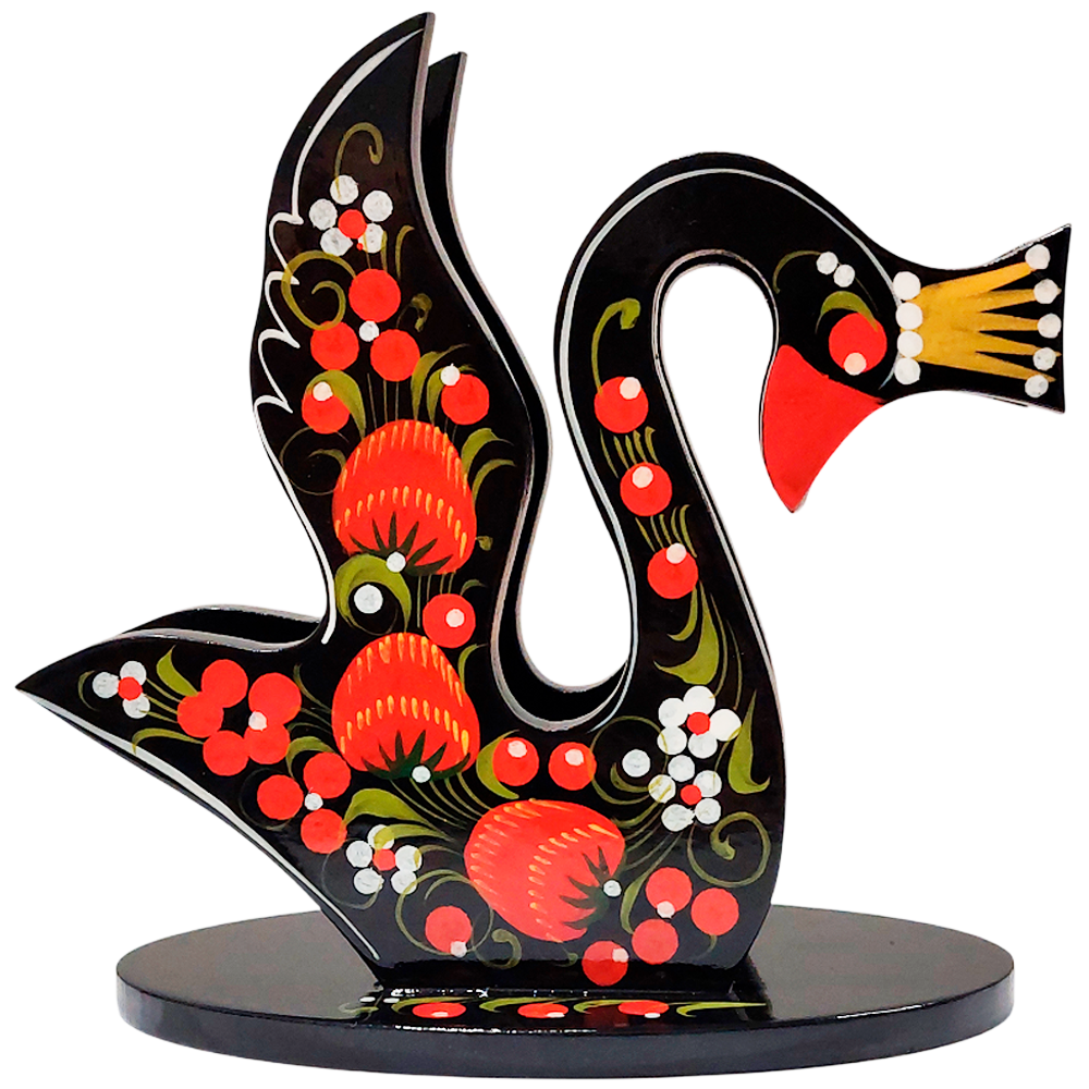 Деревянная салфетница ручной работы "Царевна Лебедь", хохлома