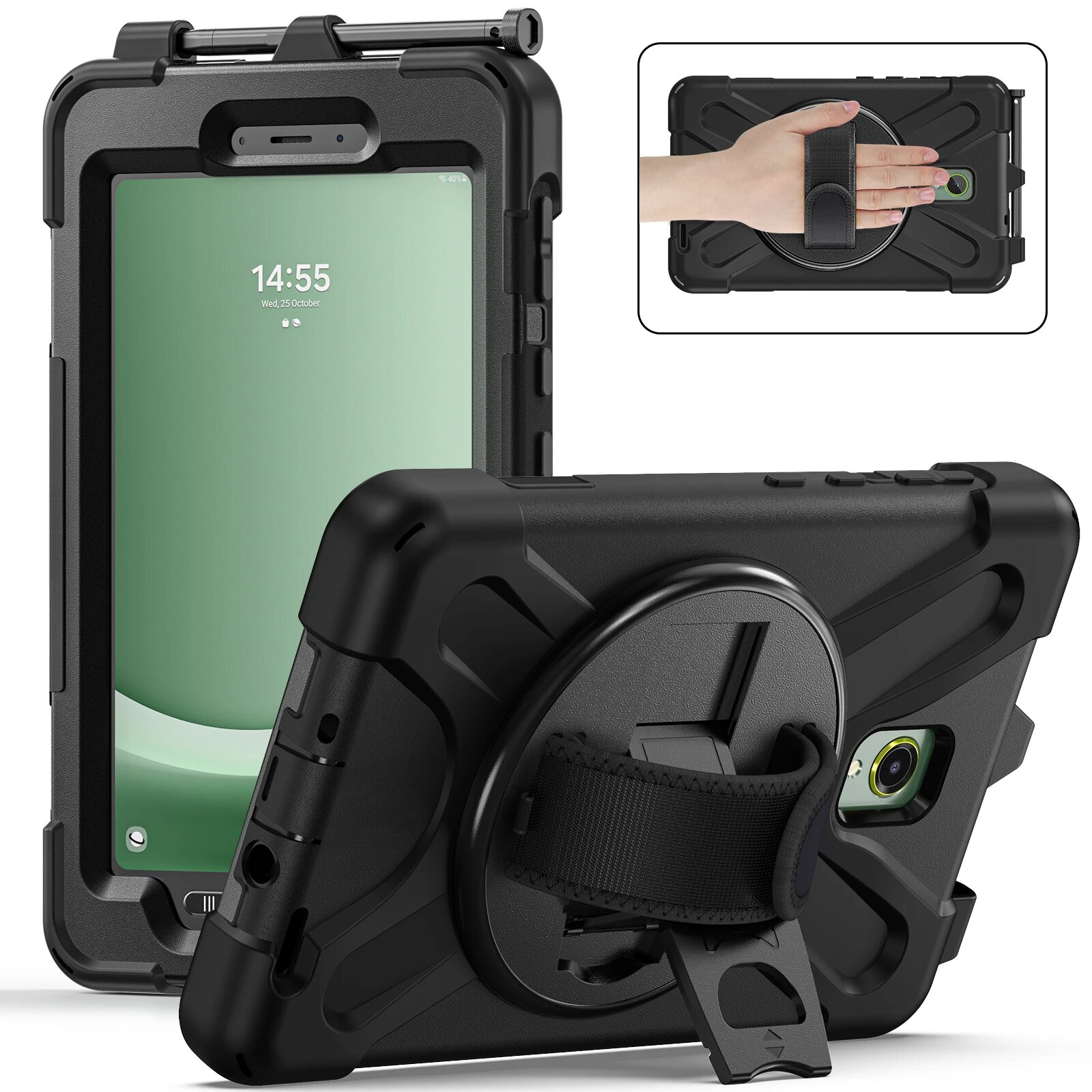 Чехол GIFTWIT для Samsung Galaxy Tab Active 3 8", черный, с ремешком
