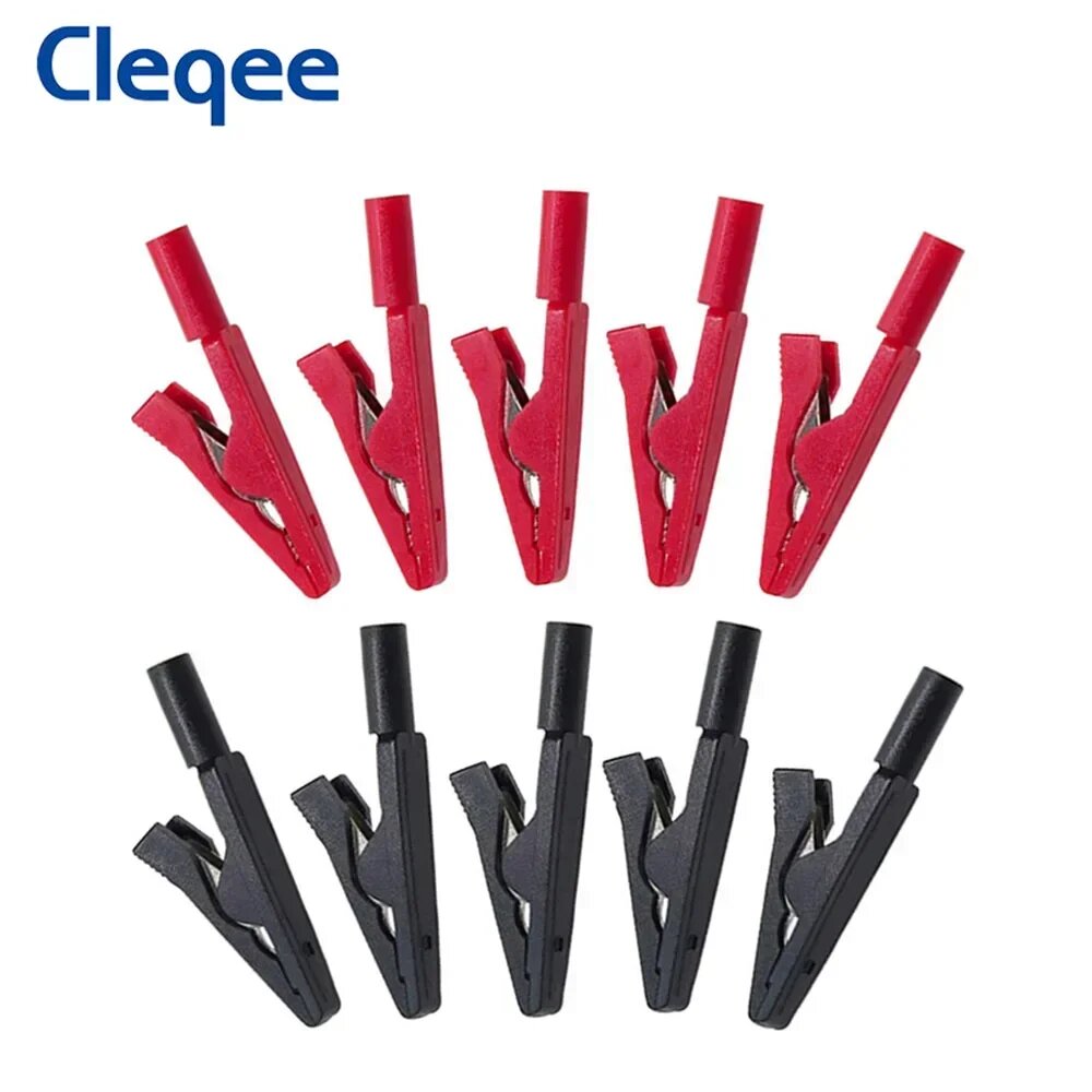 CLEQEE Зажимы "крокодил" Red Black, 10 шт.