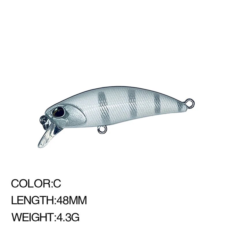 Жесткий воблер Spearhead 48HS 4.8см 4.3г для форели и окуня Серый, C