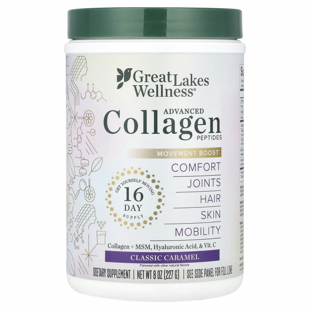 Great Lakes Wellness, Advanced Collagen Peptides, классическая карамель, 227 г (8 унций)