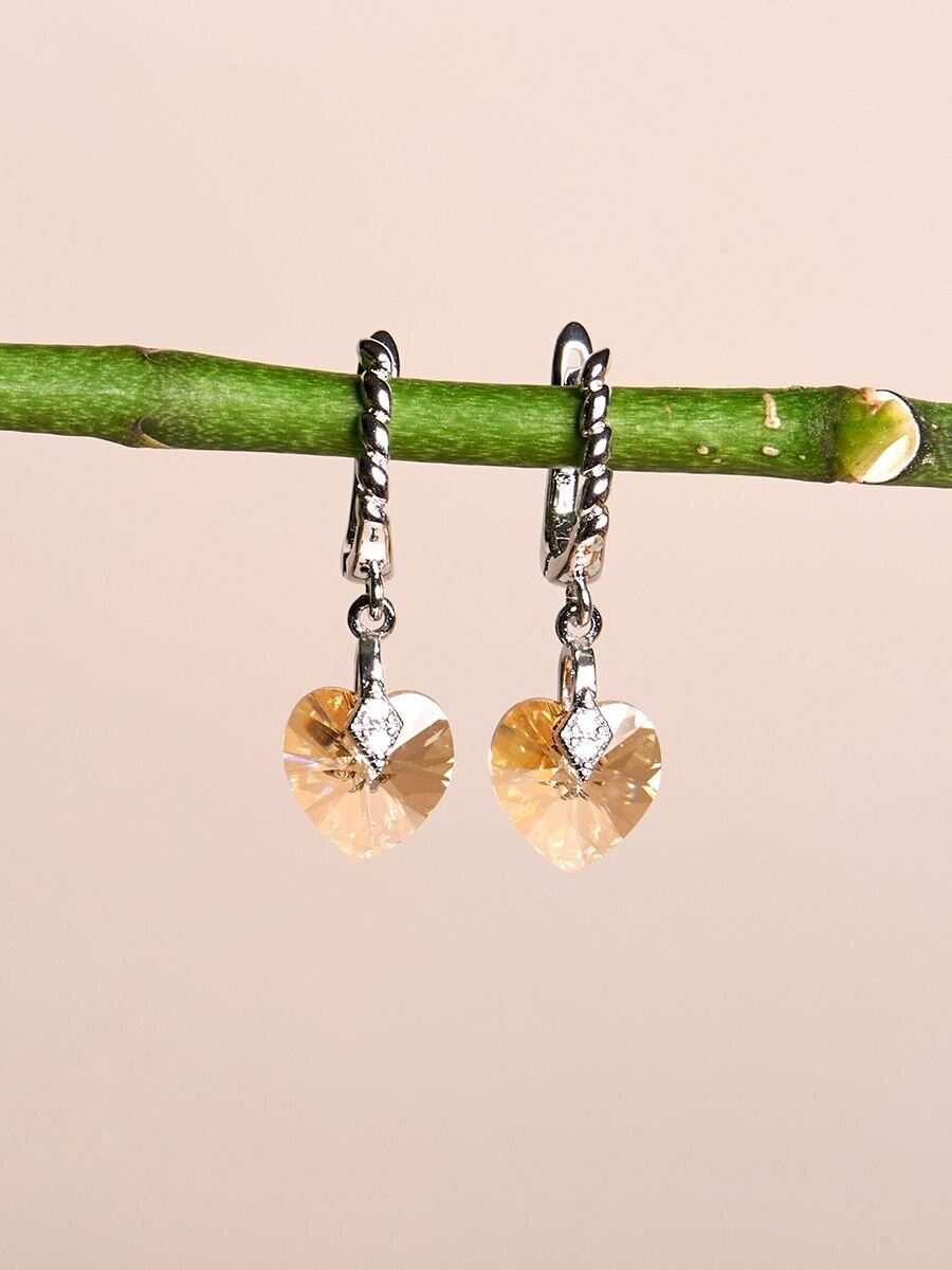 Серьги, стекло, кристалл, кристаллы Swarovski