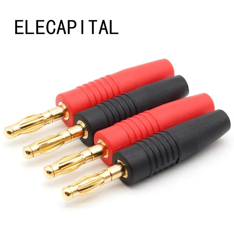 ELECAPITAL 4mm Золотые акустические кабели с разъемами "банан", 4 шт.
