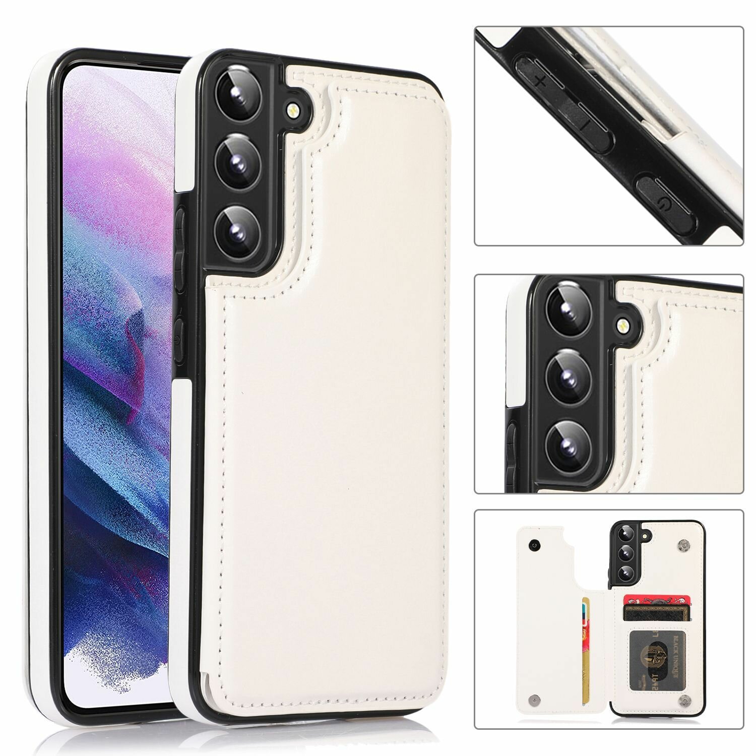 Кожаный чехол для Samsung Galaxy S22+с отделением для карты/ Чехол-кошелек для S22 Plus / Кожа высокого качества