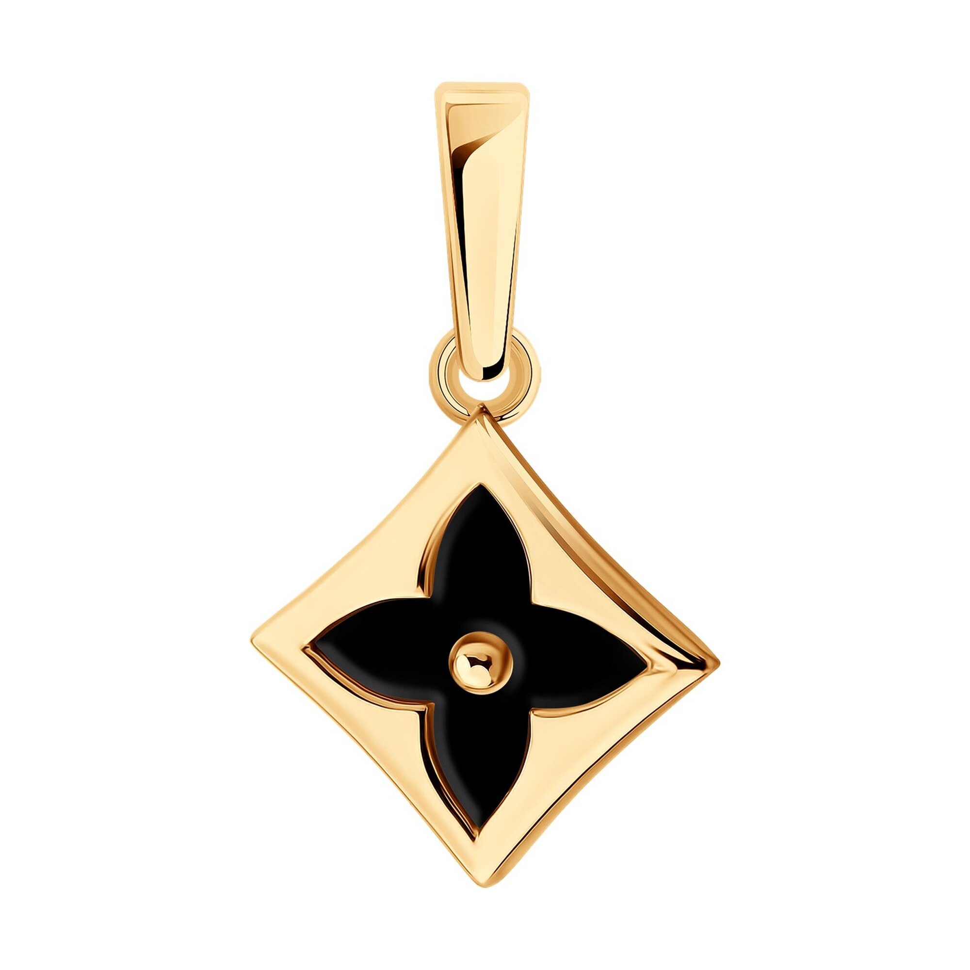 Подвеска, красное золото, 585 проба, оникс