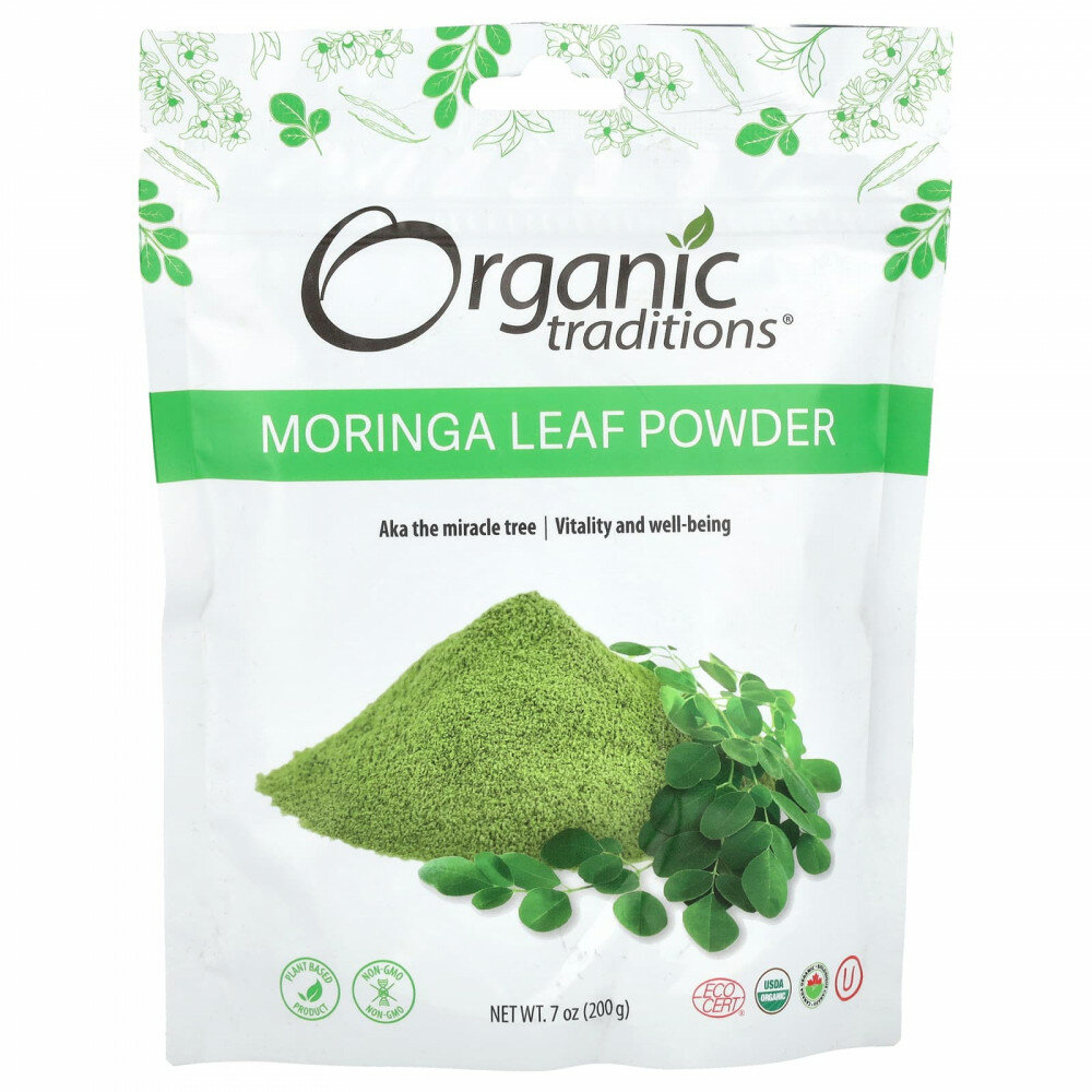 Organic Traditions, Порошок из листьев моринги, 200 г (7 унций)