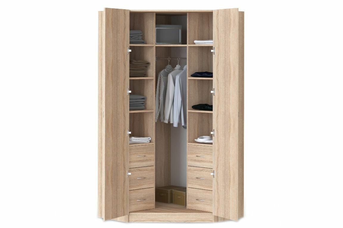 Шкаф угловой распашной Алекс-3 110х50x210, дуб сонома, двухдверный