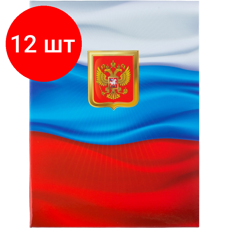 Комплект 12 штук, Папка адресная с ГОС. Символикой Триколор ламинированный картон