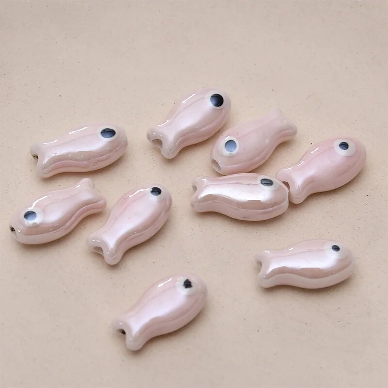 Керамические бусины рыбки розовые, 10 шт, Цвет: 12 Pink