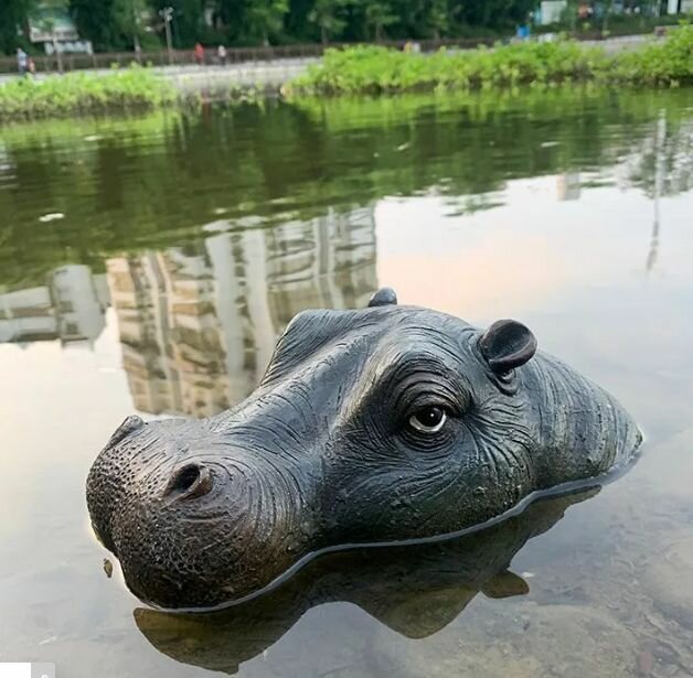 Украшение для сада и пруда голова гиппопотама из смолы 29 см реалистичный декор водоема
