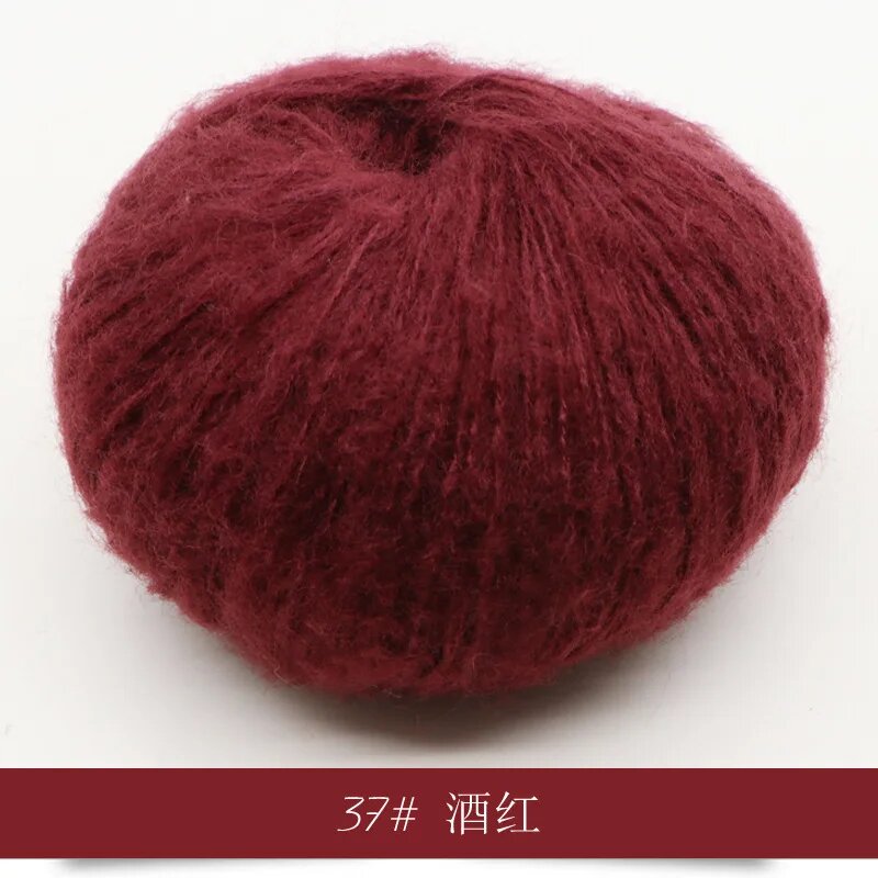 Пряжа мохер/акрил, Бордовый, 25г, Цвет: 37 wine red