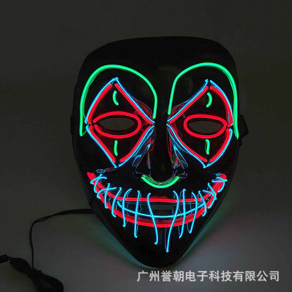 Маска клоуна "Эль", светящаяся, флуоресцентная, для Хэллоуина